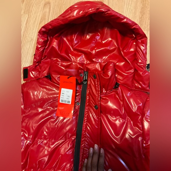 online | Jackets & Coats | Shiny Red Puffer Jacket Size Large See ...